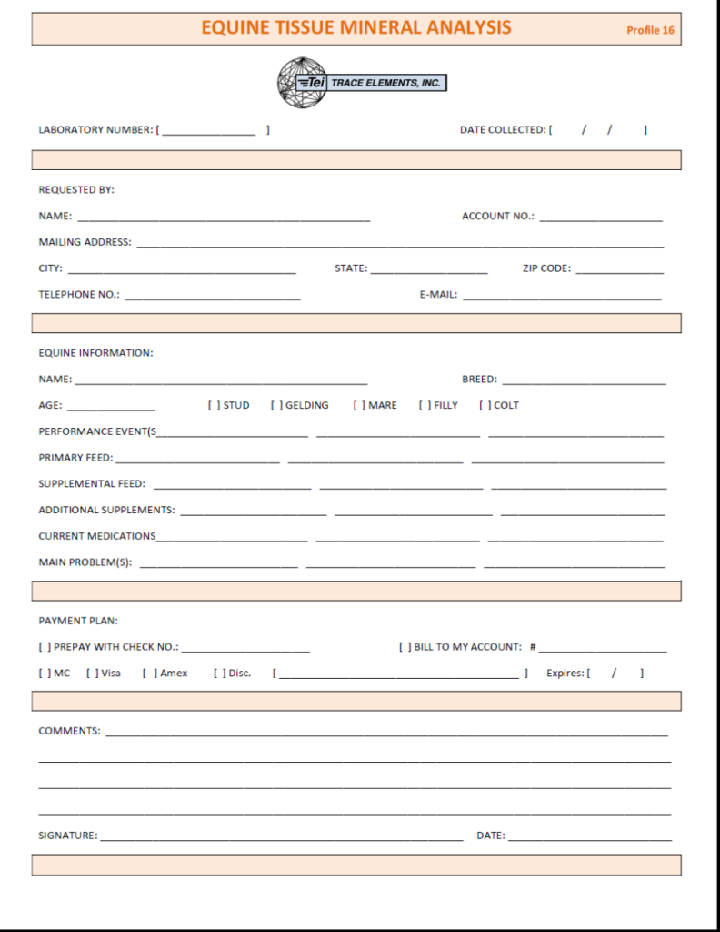 HTMA PROFILE 16 (Equine)